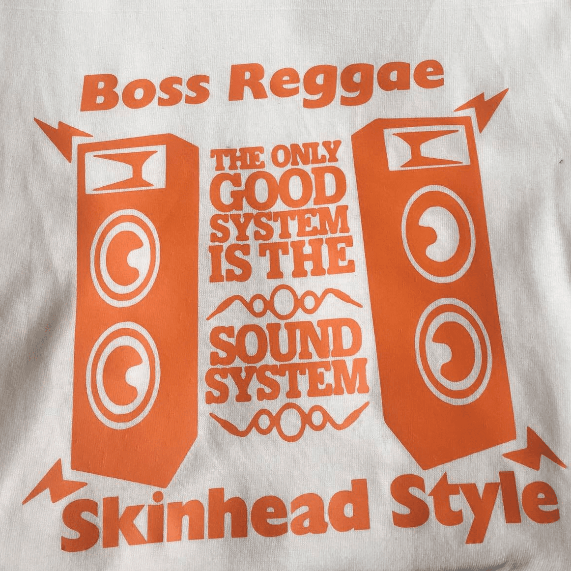 BOSS REGGAE SKINHEAD STYLE T-SHIRT WHITE & ORANGE